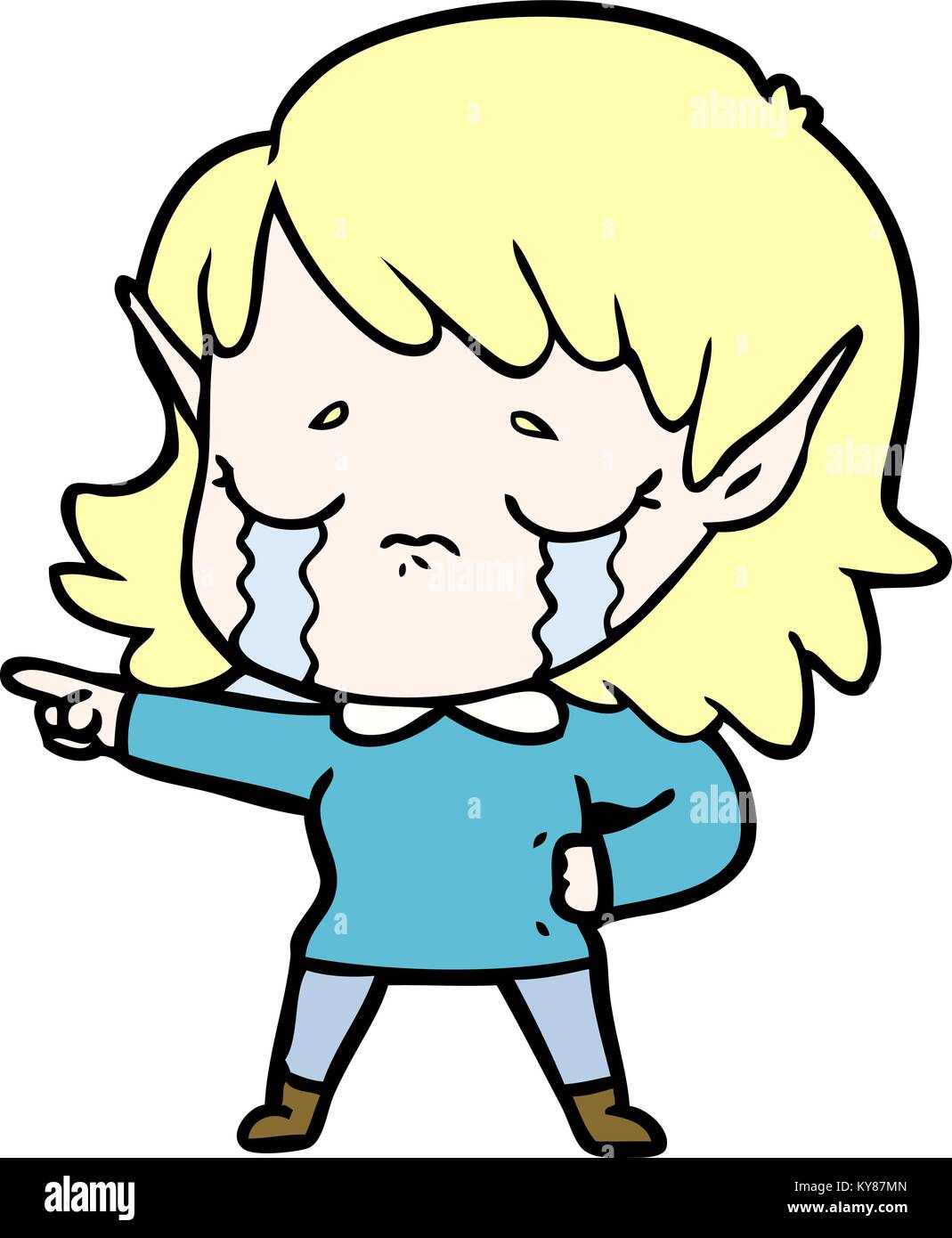 cartoon crying elf girl Stock Vector Image & Art - Alamy
