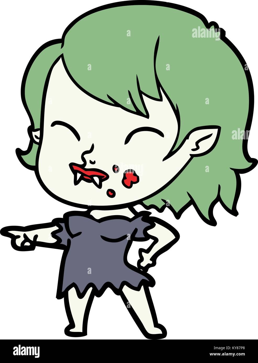 cartoon vampire girl with blood on cheek Stock Vector Image & Art - Alamy