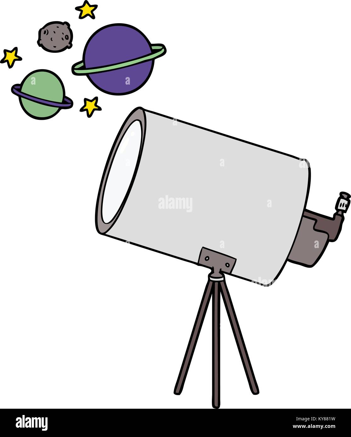 cartoon telescope looking at planets Stock Vector Image & Art - Alamy