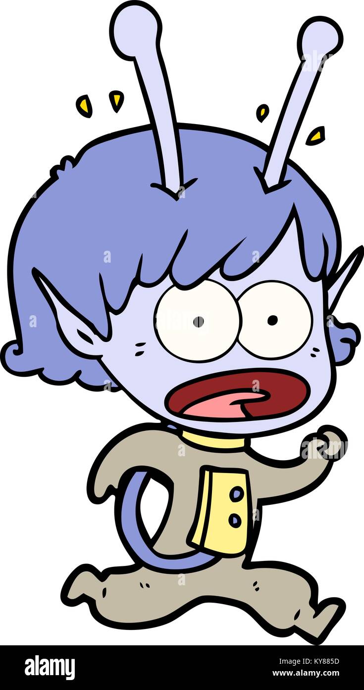 cartoon shocked alien girl Stock Vector Image & Art - Alamy