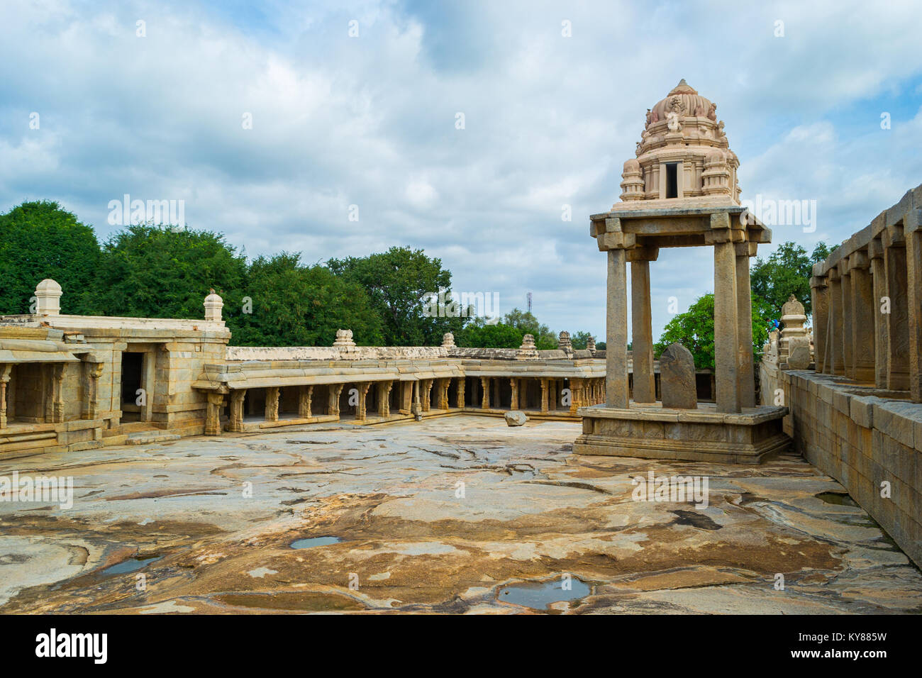 Inside Lepakshi temple during a peaceful morning. Temple was ...