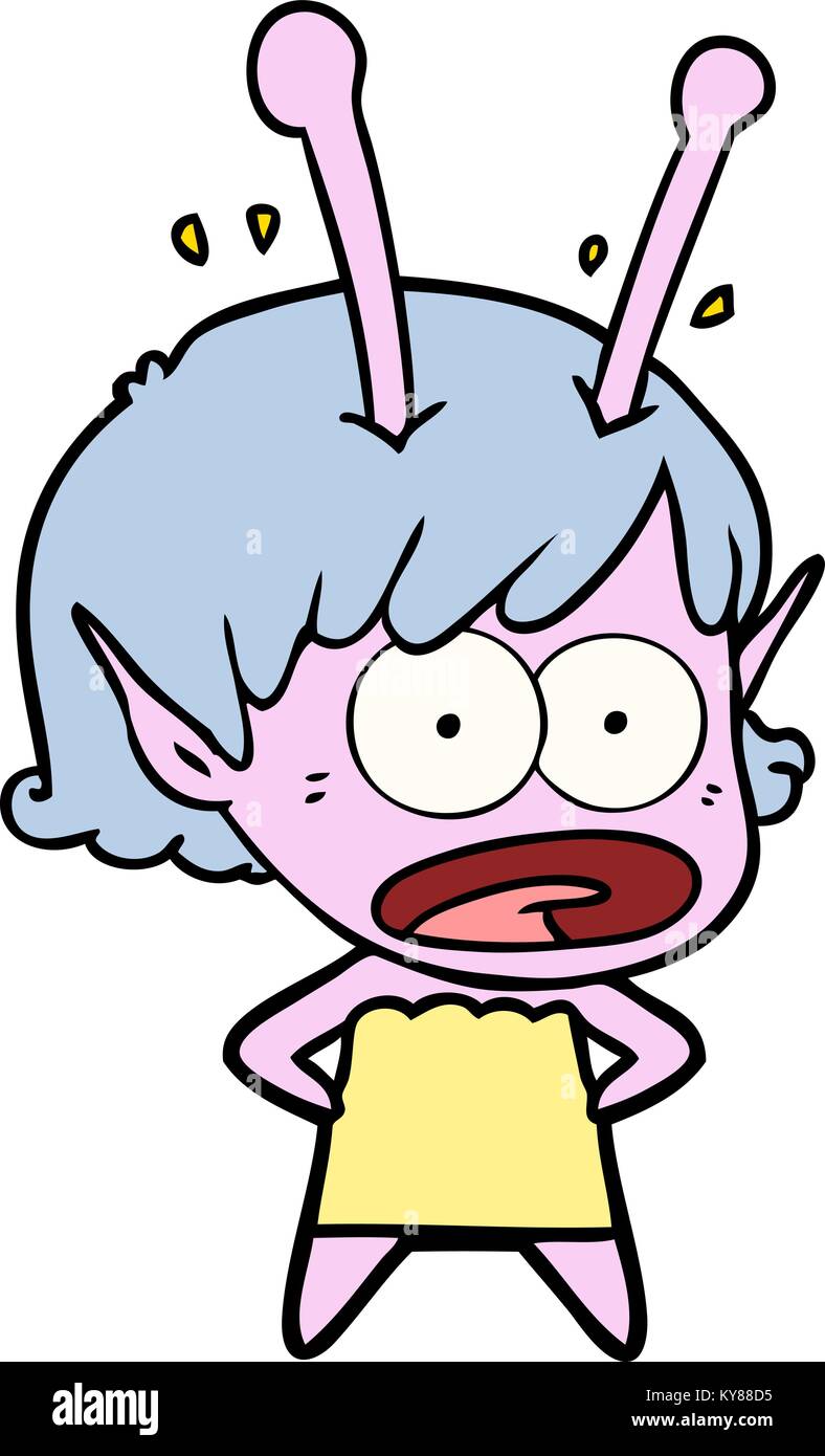 cartoon shocked alien girl Stock Vector Image & Art - Alamy
