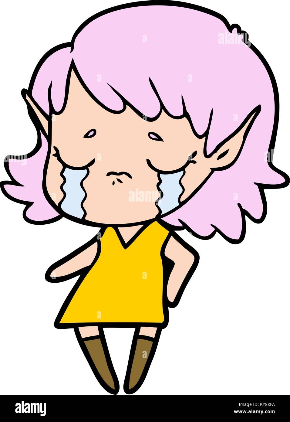 crying cartoon elf girl Stock Vector Image & Art - Alamy