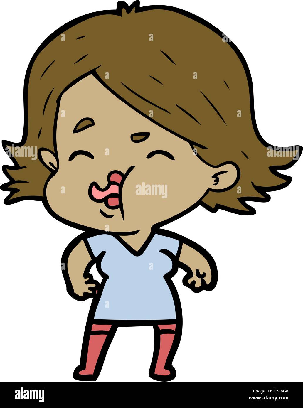 cartoon girl pulling face Stock Vector Image & Art - Alamy
