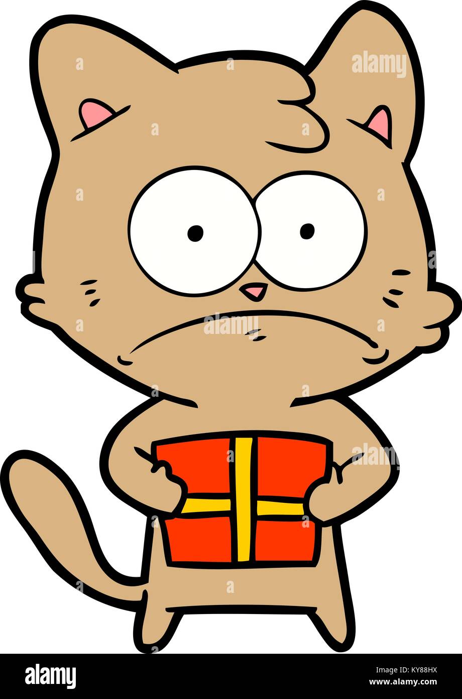 cartoon cat with present Stock Vector Image & Art - Alamy