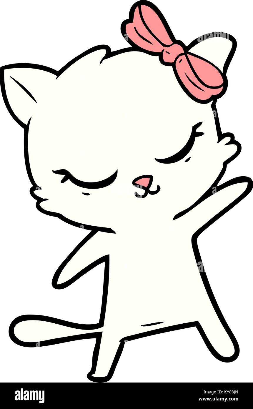 cute cartoon cat with bow Stock Vector Image & Art - Alamy