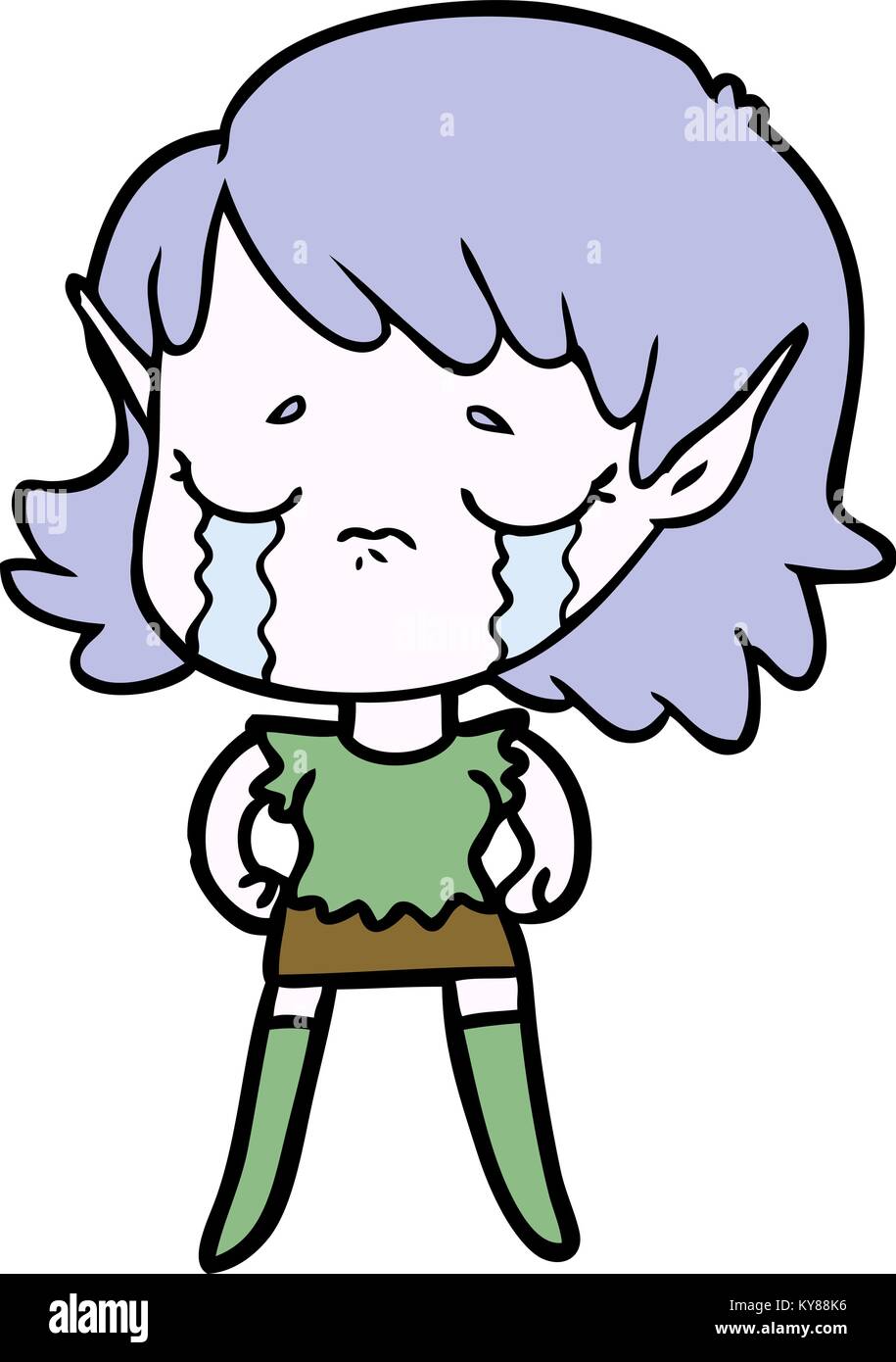 cartoon crying elf girl Stock Vector Image & Art - Alamy