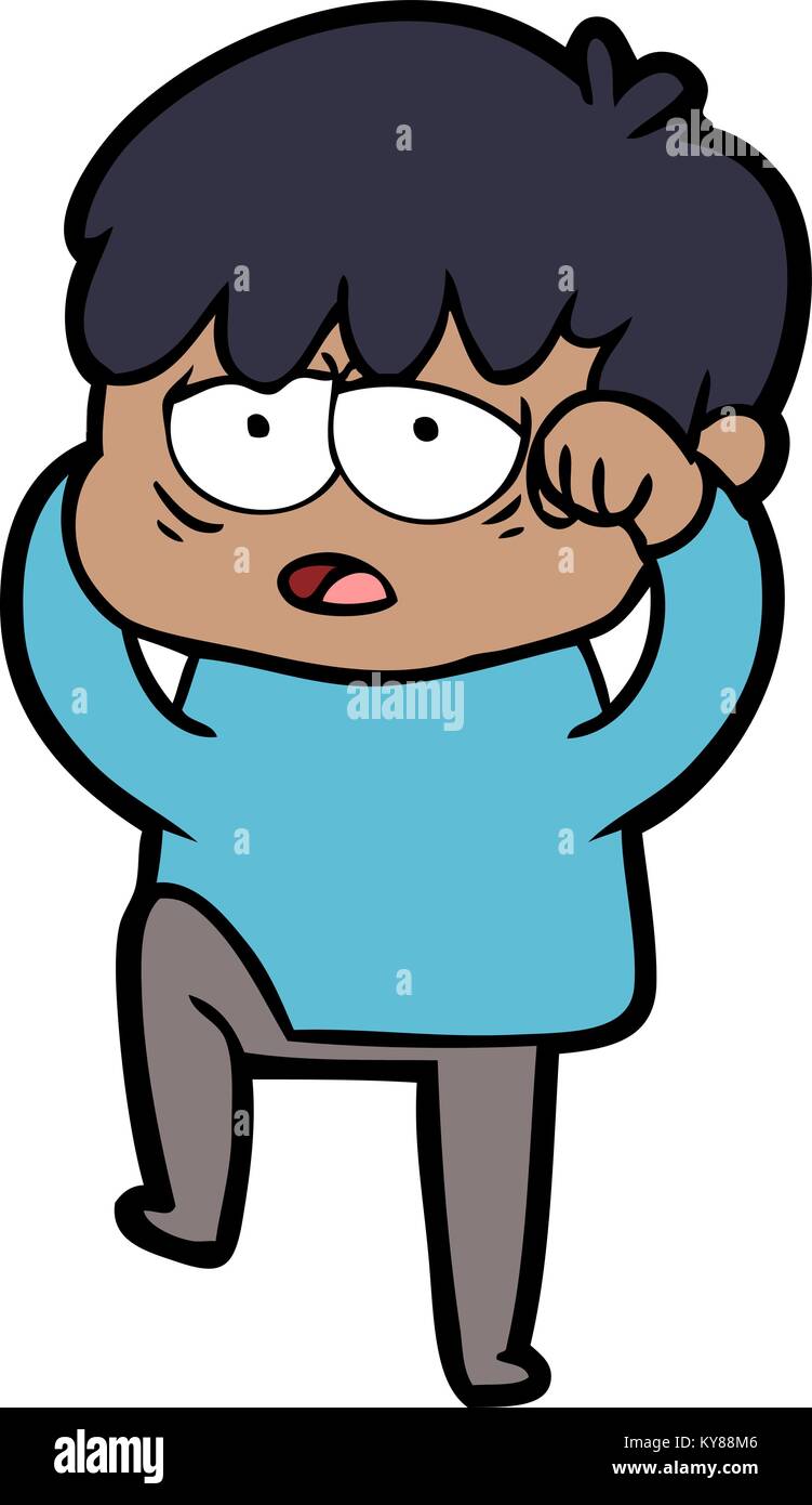 cartoon exhausted boy Stock Vector Image & Art - Alamy