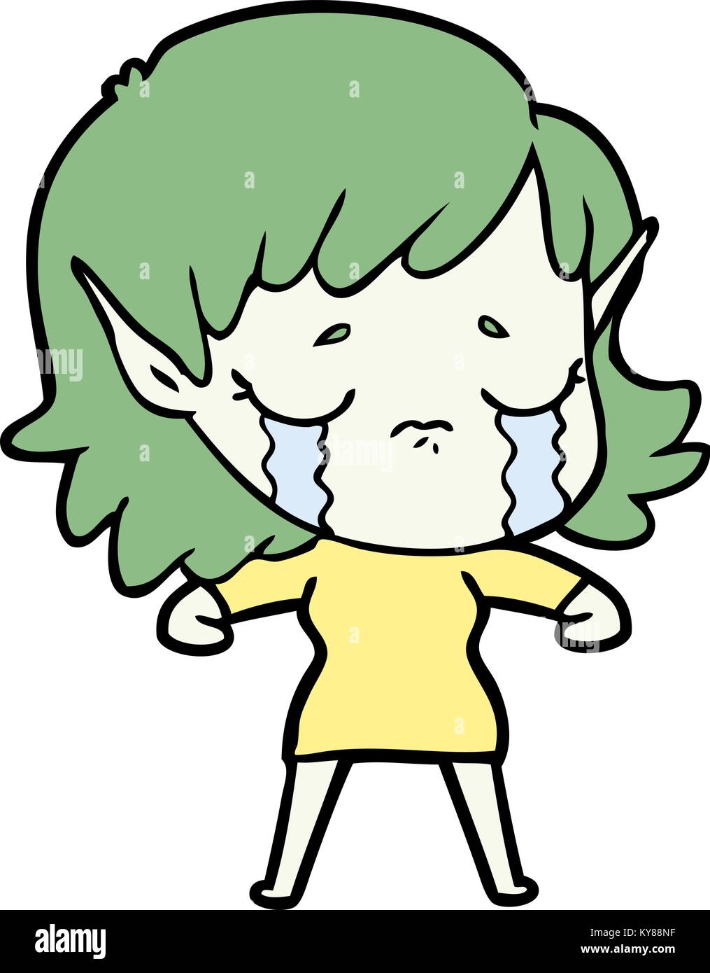 cartoon crying elf girl Stock Vector Image & Art - Alamy