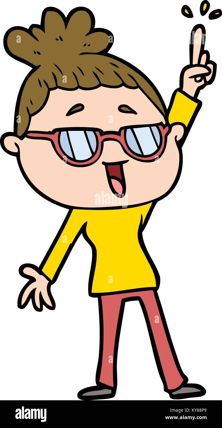 cartoon happy woman wearing spectacles Stock Vector Image & Art - Alamy