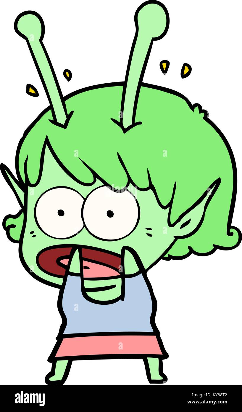 cartoon shocked alien girl Stock Vector Image & Art - Alamy