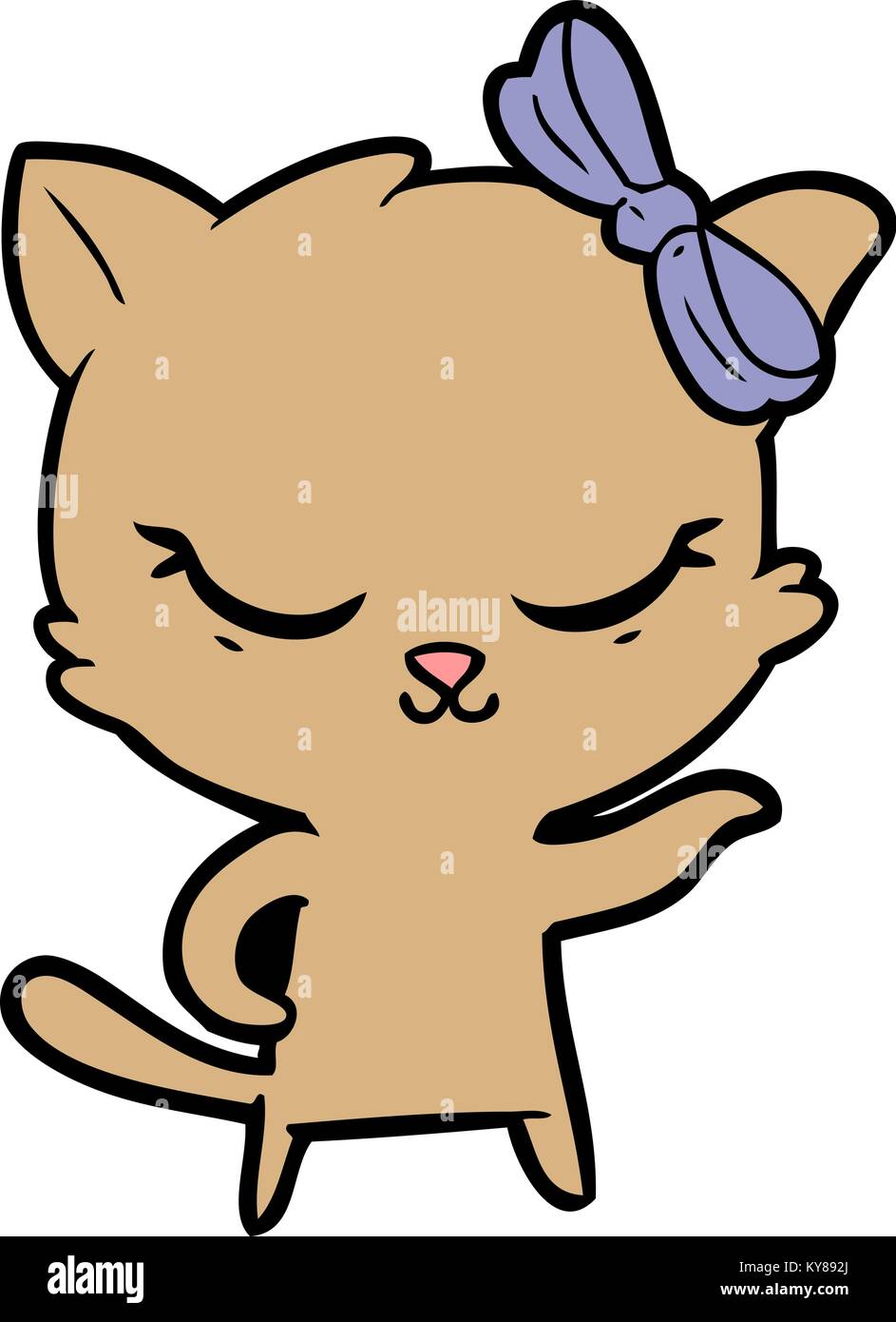 cute cartoon cat with bow Stock Vector Image & Art - Alamy