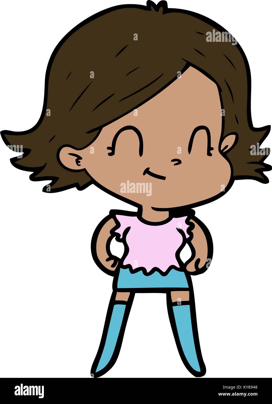 cartoon friendly girl Stock Vector Image & Art - Alamy