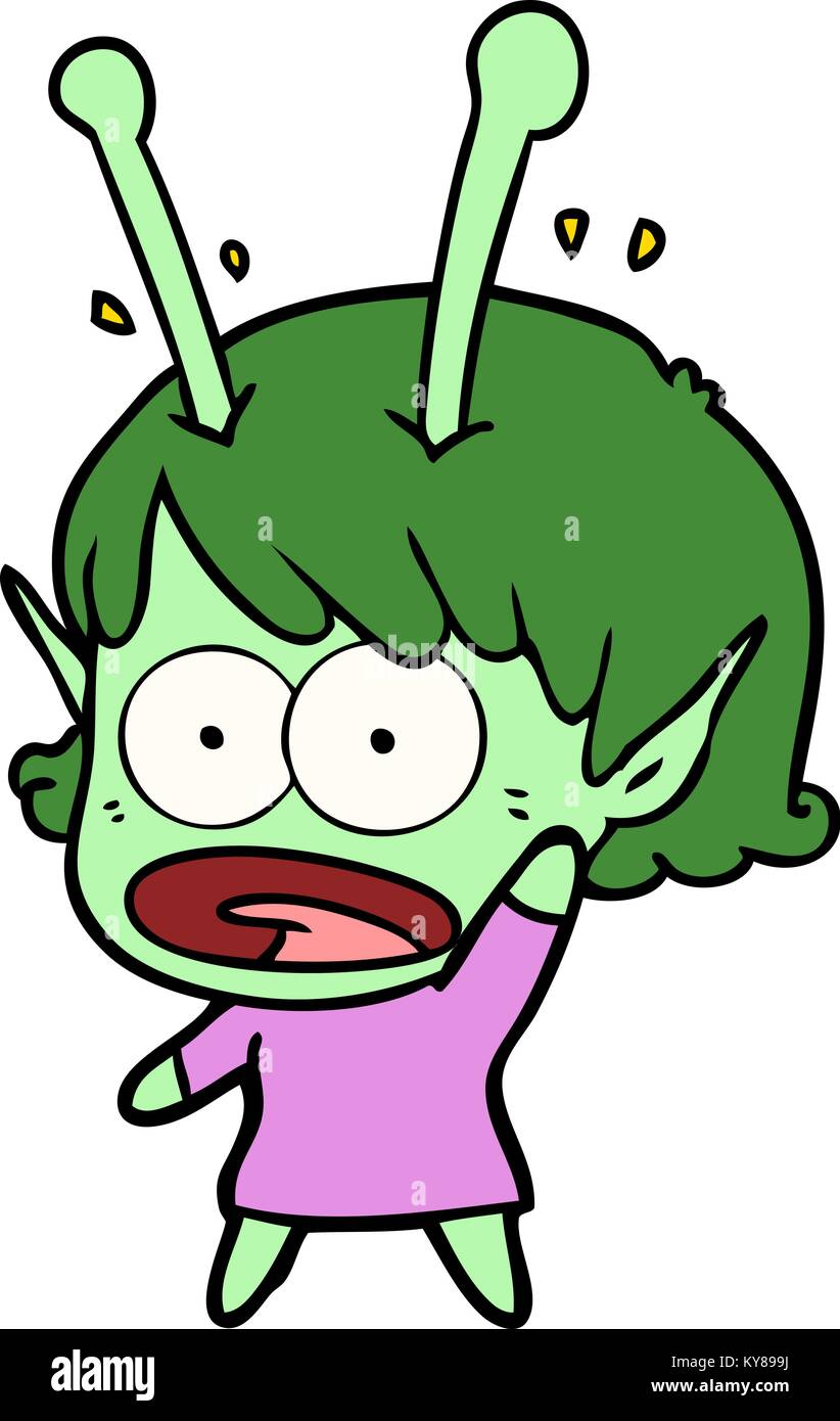 cartoon shocked alien girl Stock Vector Image & Art - Alamy
