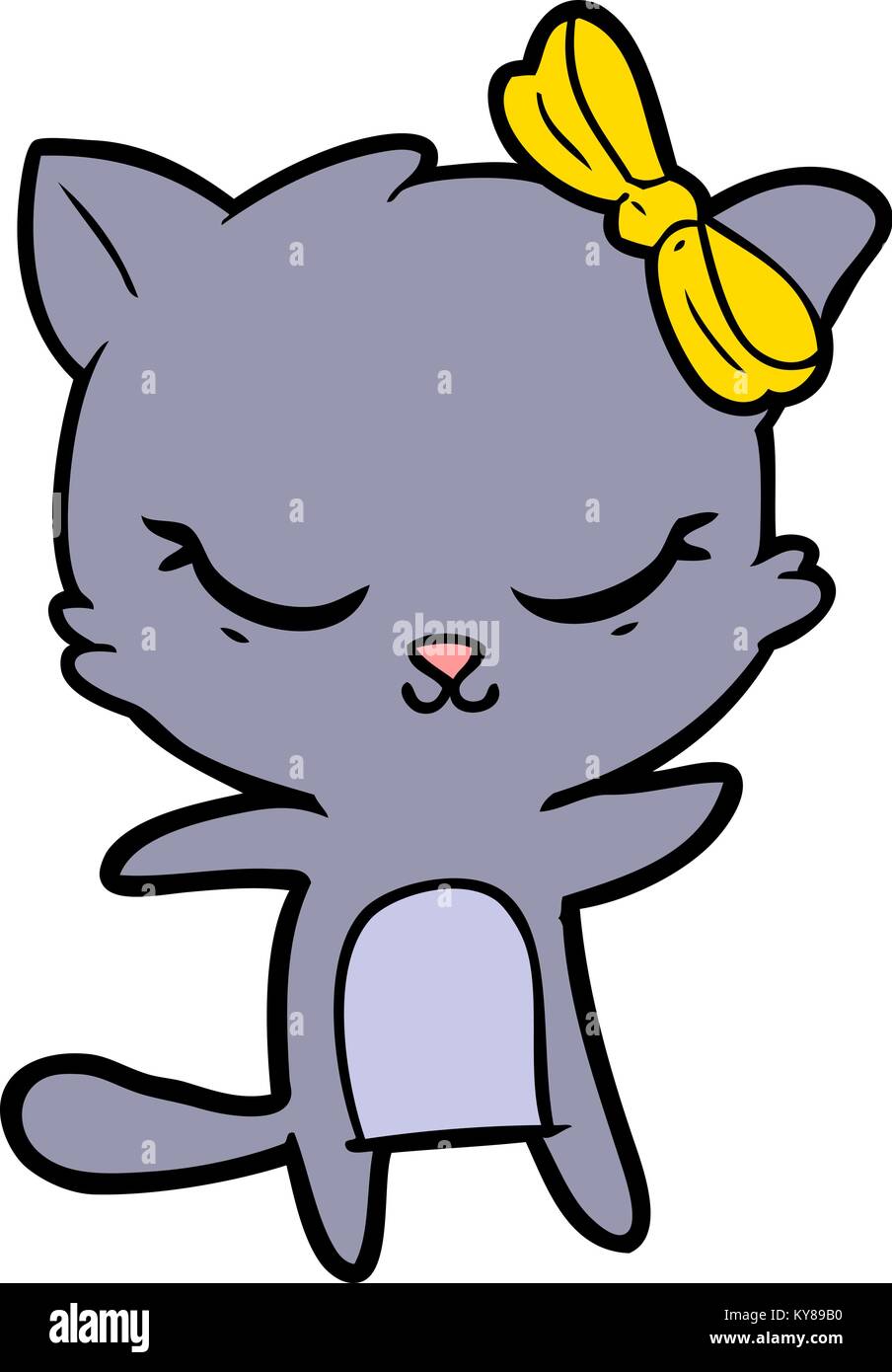 cute cartoon cat with bow Stock Vector Image & Art - Alamy