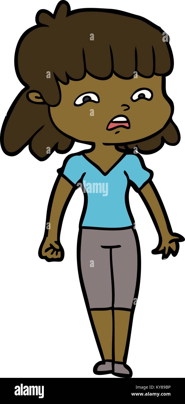 cartoon worried woman Stock Vector Image & Art - Alamy