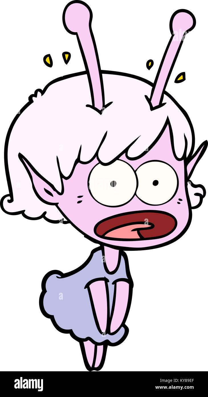 Cartoon shocked alien girl hi-res stock photography and images - Alamy