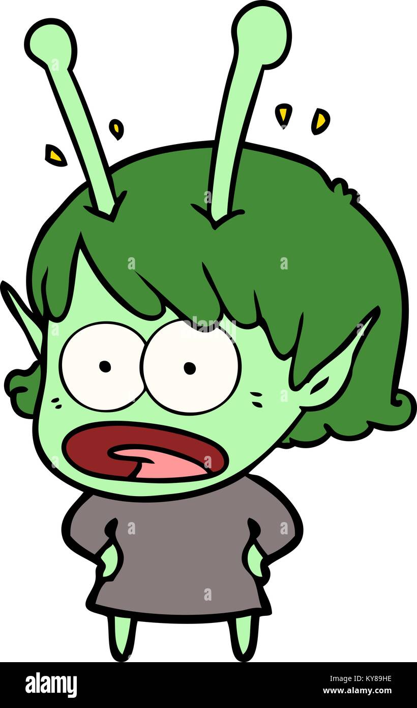 cartoon shocked alien girl Stock Vector Image & Art - Alamy