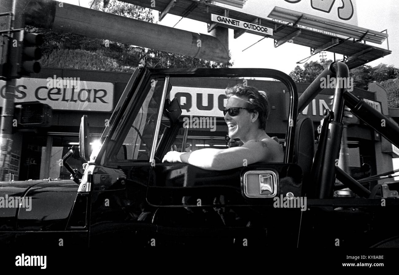 Mickey Rourke Driving his Jeep / Car down Sunset Blvd, Los Angeles ...
