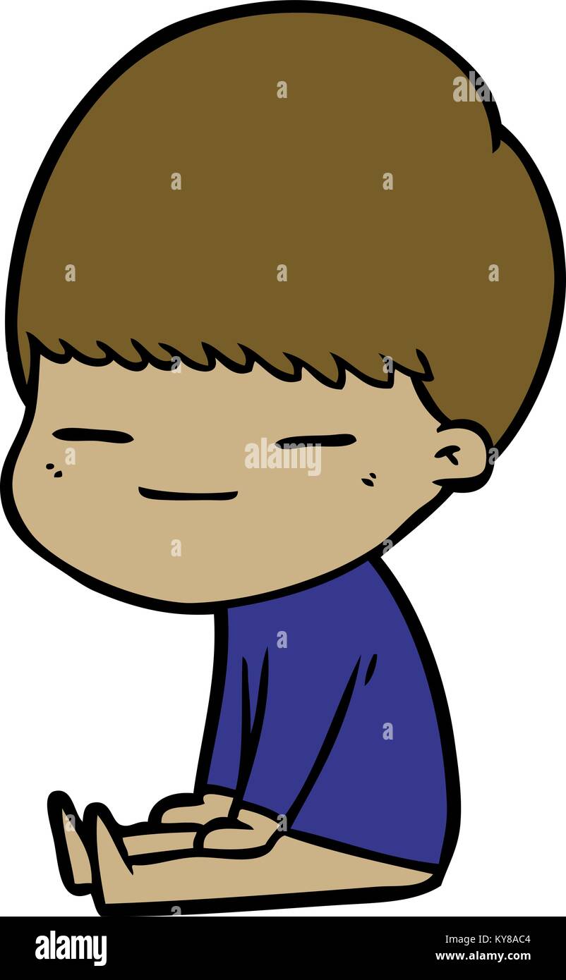 cartoon smug boy sitting Stock Vector Image & Art - Alamy