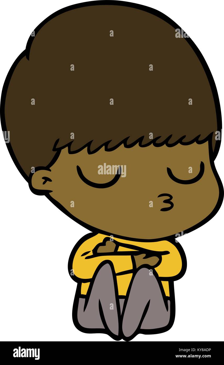 cartoon calm boy Stock Vector Image & Art - Alamy