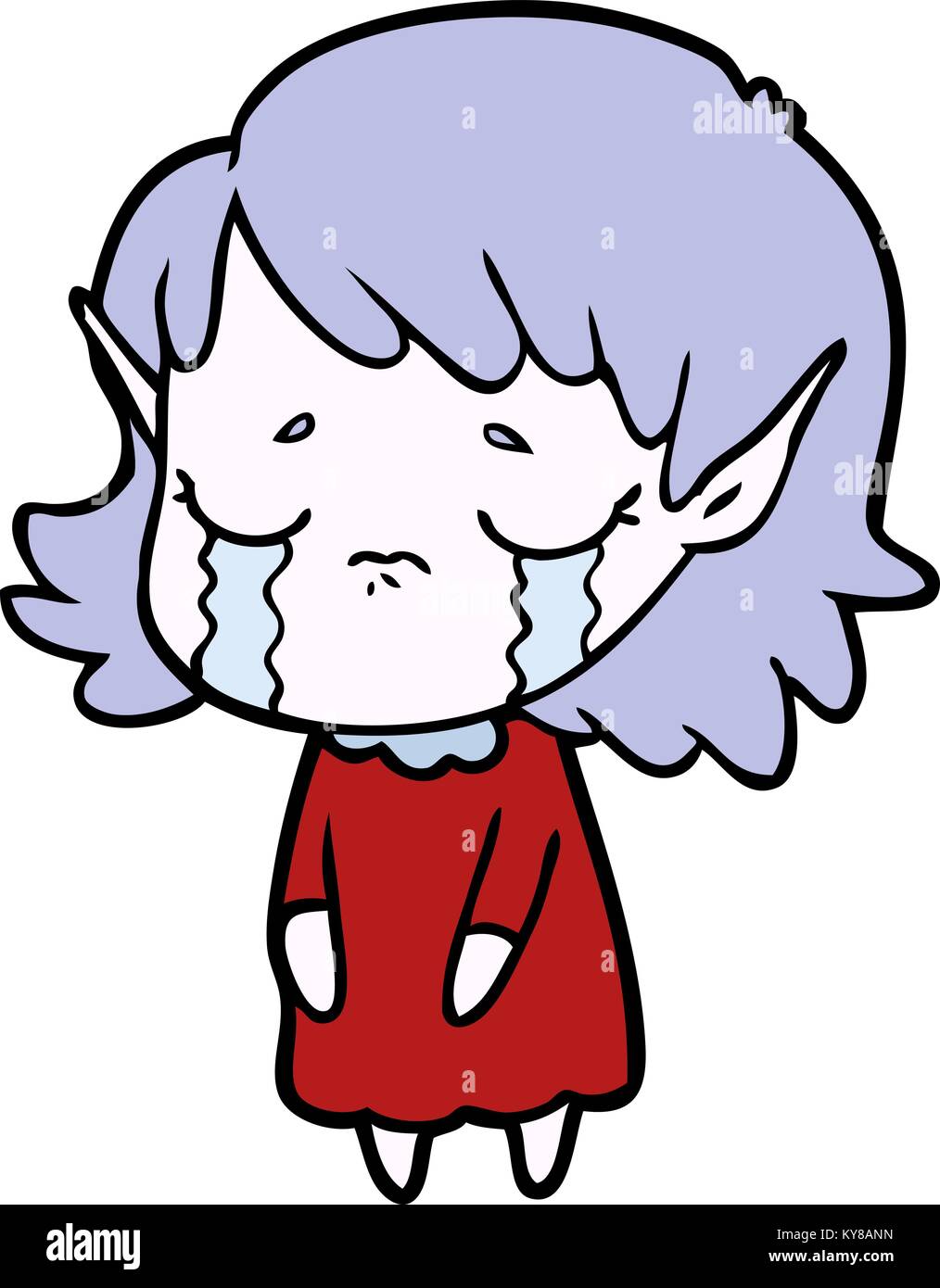crying cartoon elf girl Stock Vector Image & Art - Alamy
