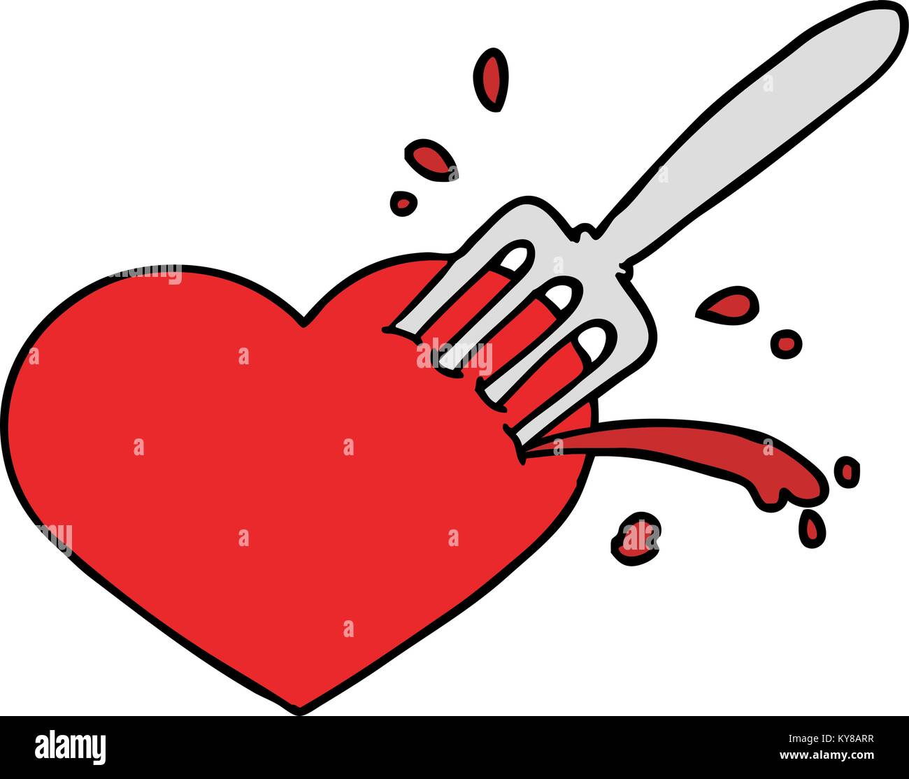 cartoon love heart stuck with fork Stock Vector Image & Art - Alamy