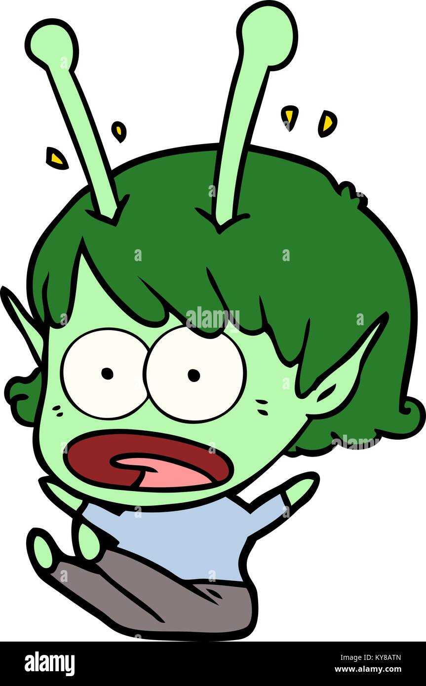 cartoon shocked alien girl Stock Vector Image & Art - Alamy