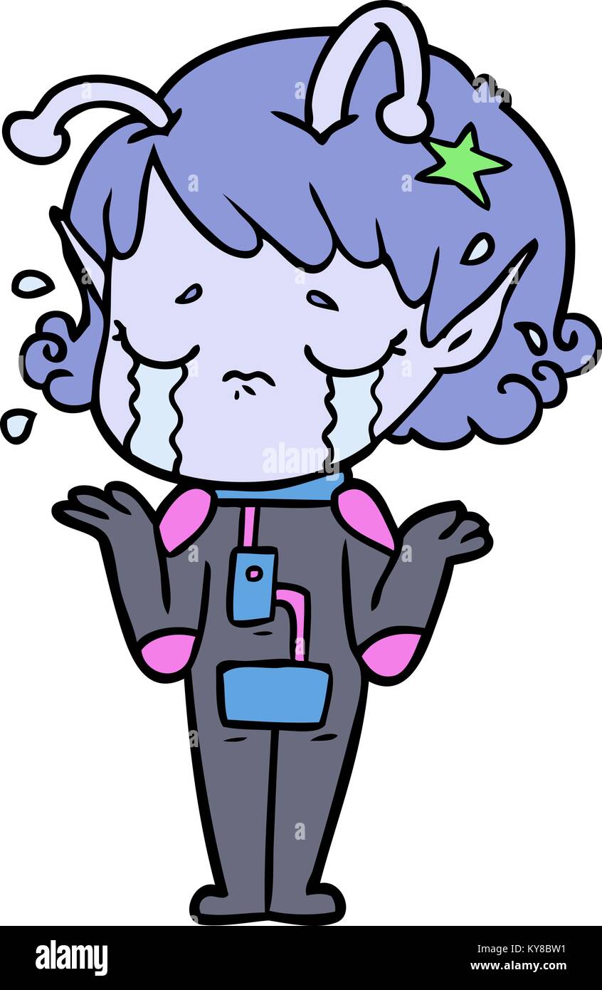 cartoon crying alien girl Stock Vector Image & Art - Alamy