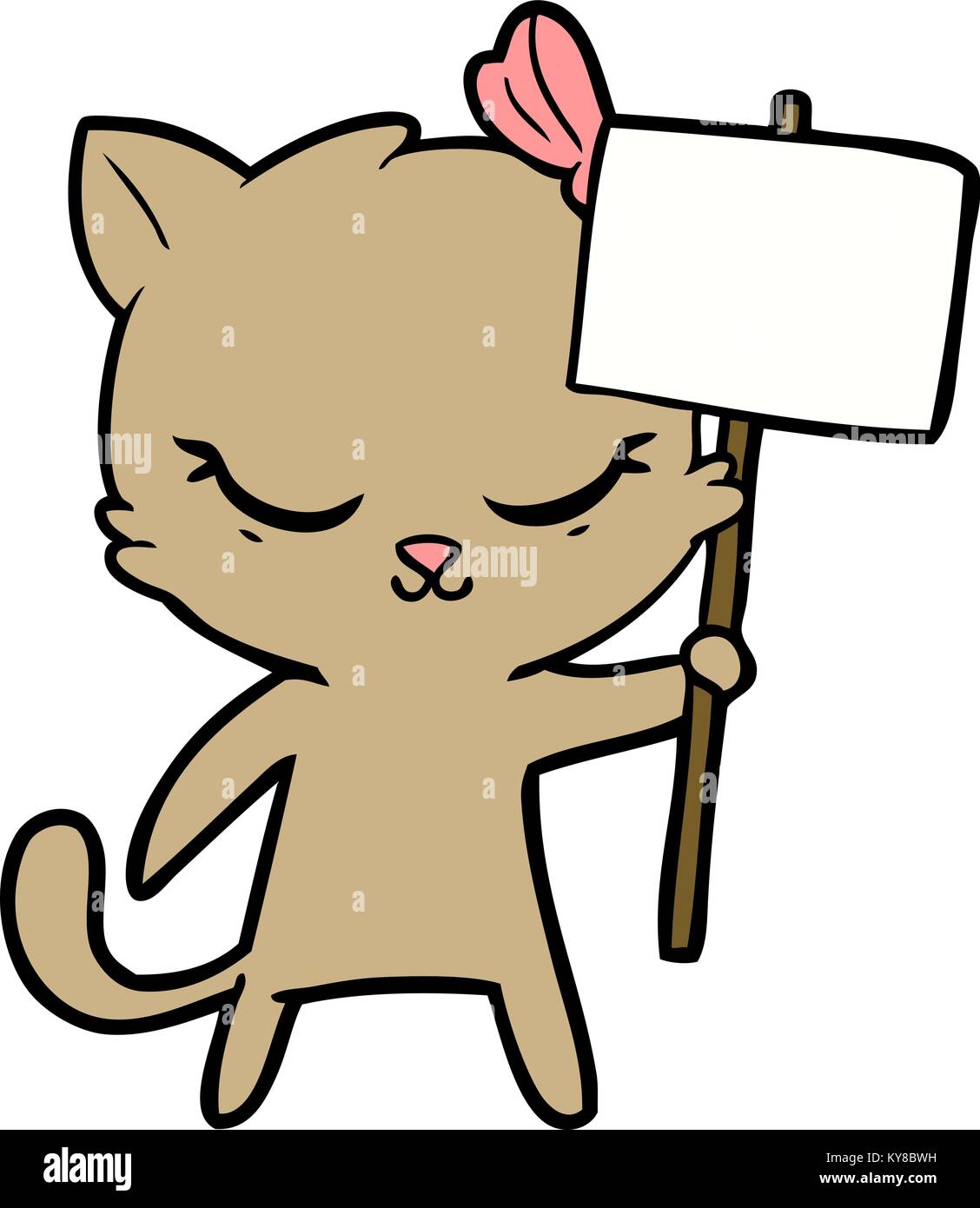 cute cartoon cat with sign Stock Vector Image & Art - Alamy