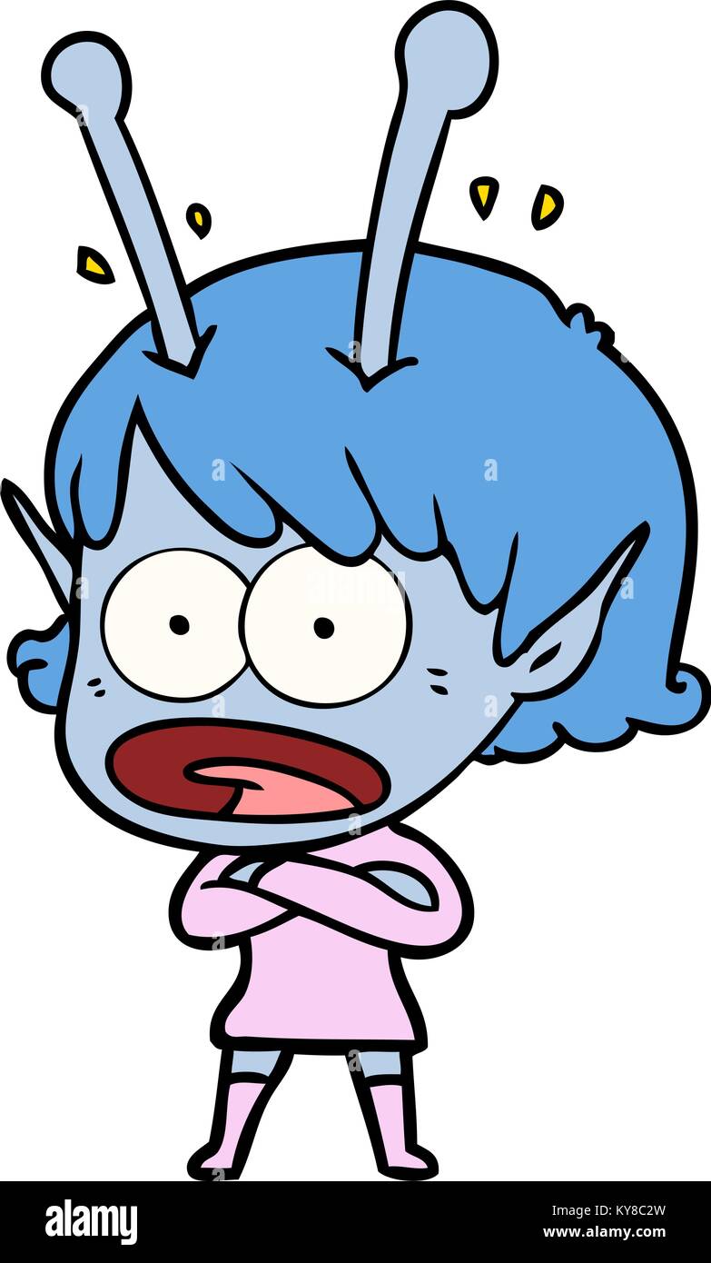 cartoon shocked alien girl Stock Vector Image & Art - Alamy