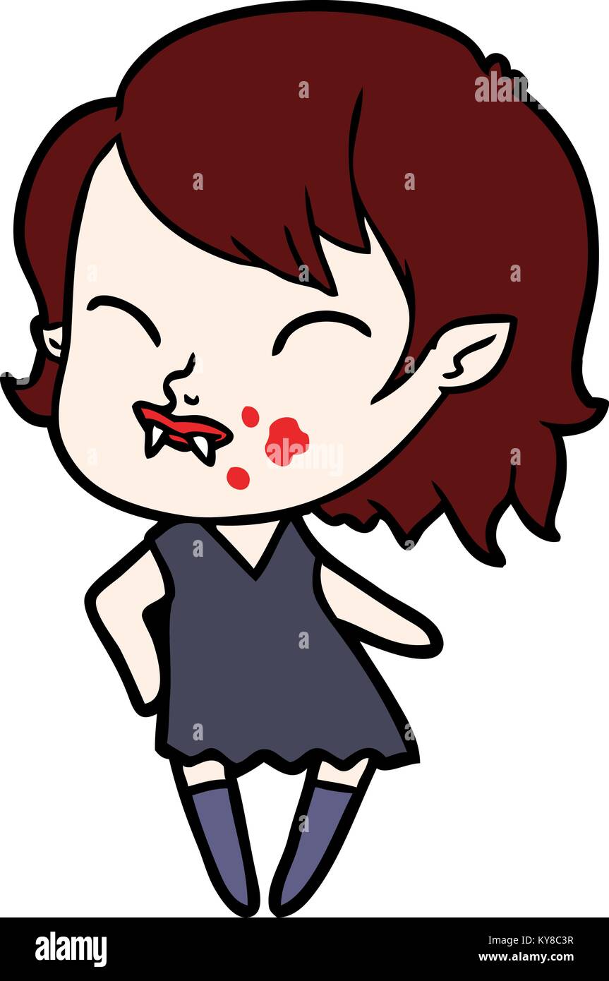 cartoon vampire girl with blood on cheek Stock Vector Image & Art - Alamy