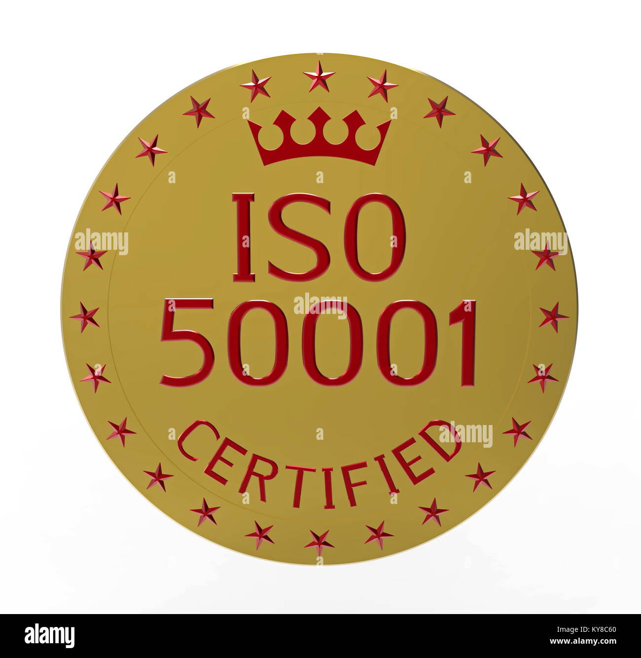ISO 50001 standard, energy management system, 3D render, isolated on ...