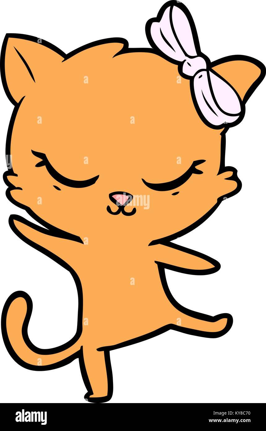 cute cartoon cat with bow Stock Vector Image & Art - Alamy