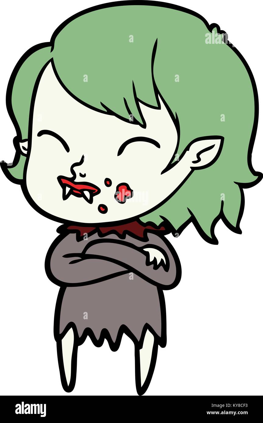 cartoon vampire girl with blood on cheek Stock Vector Image & Art - Alamy
