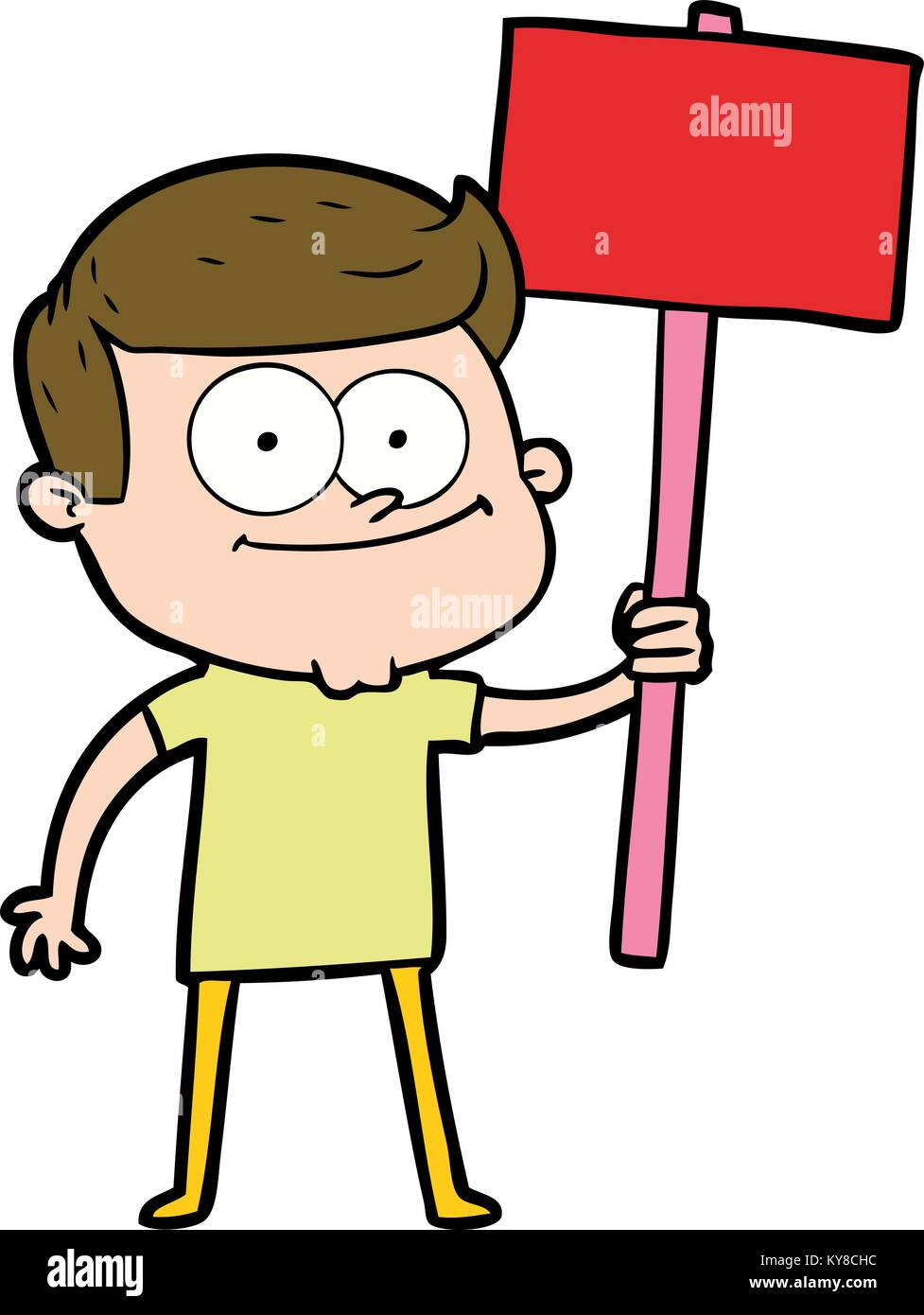 cartoon happy man with placard Stock Vector Image & Art - Alamy