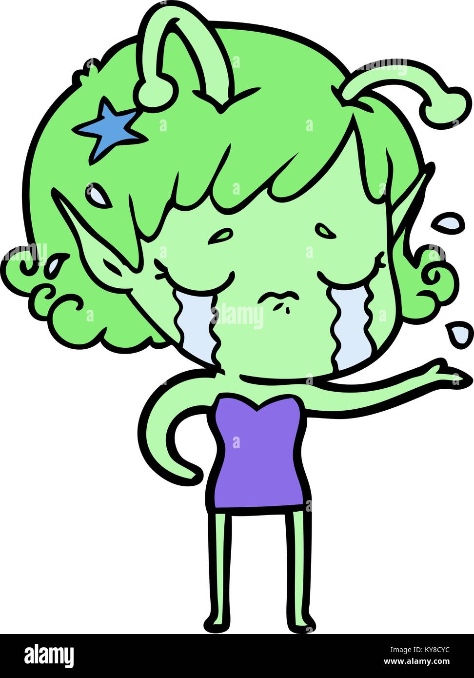 cartoon crying alien girl Stock Vector Image & Art - Alamy