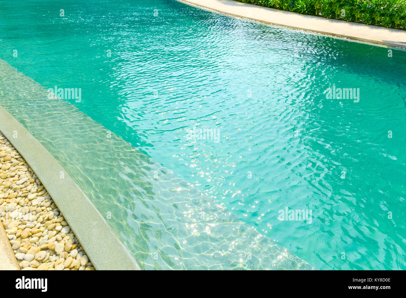 Beautiful luxury swimming pool in hotel resort. Decoration and design ...