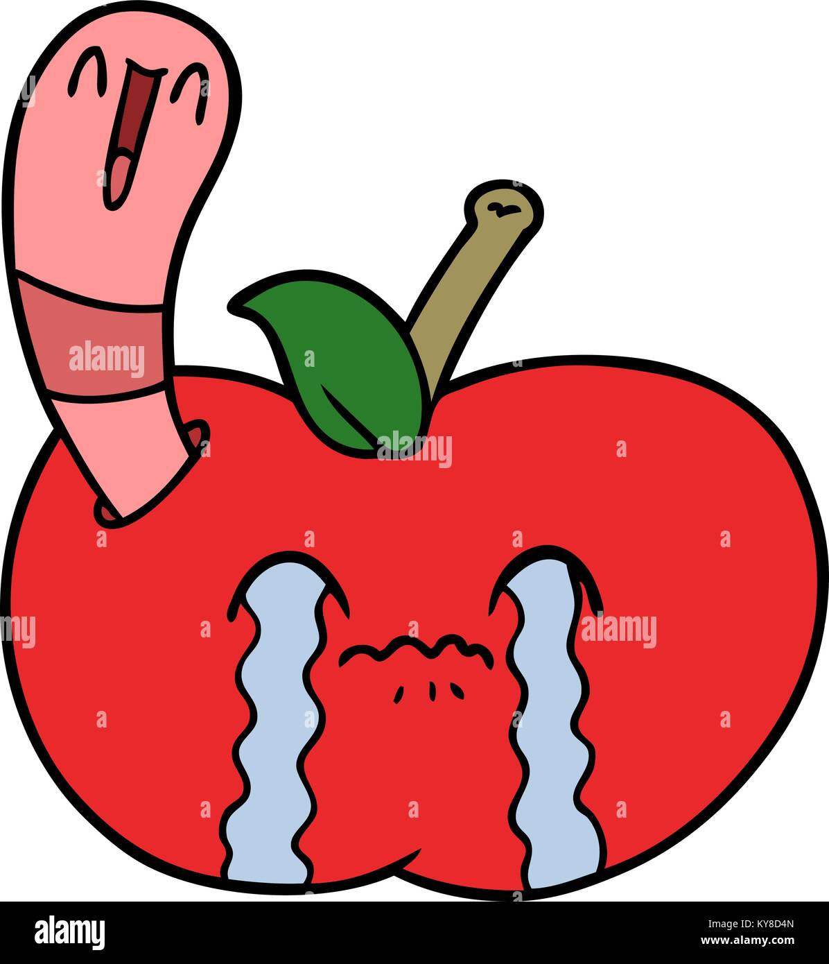 cartoon worm eating an apple Stock Vector Image & Art - Alamy