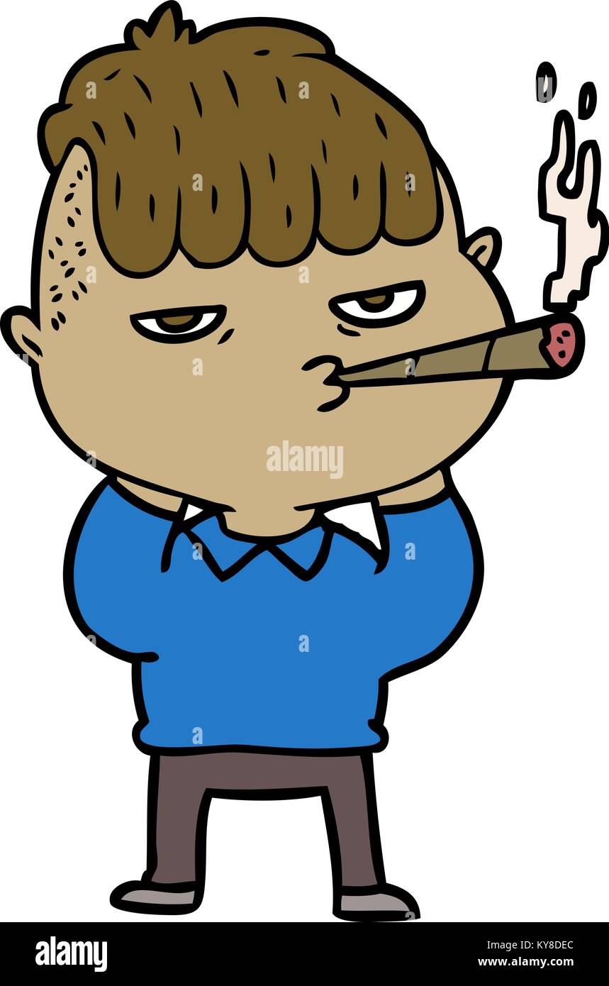Man Smoking Cigarette Cartoon Illustration High Resolution Stock ...