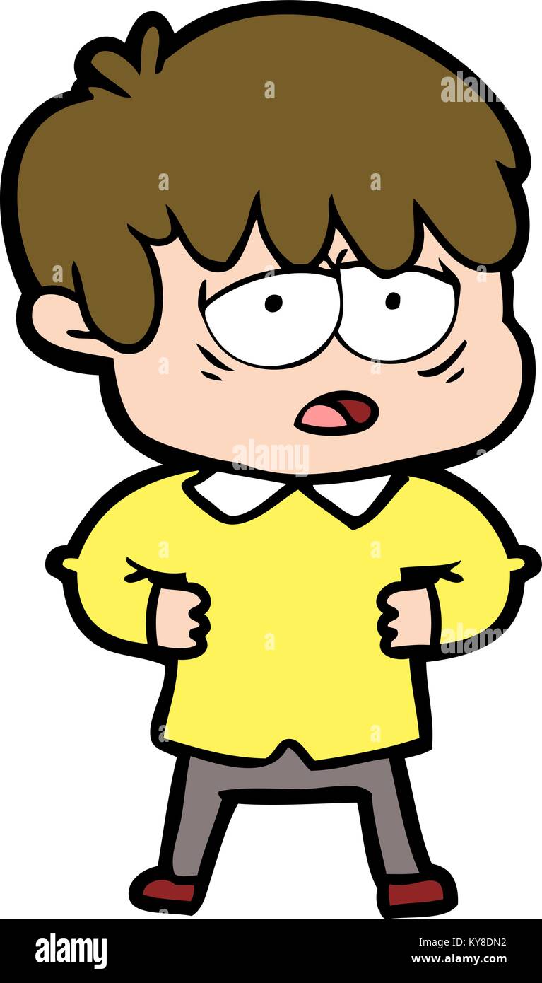 cartoon exhausted boy Stock Vector Image & Art - Alamy