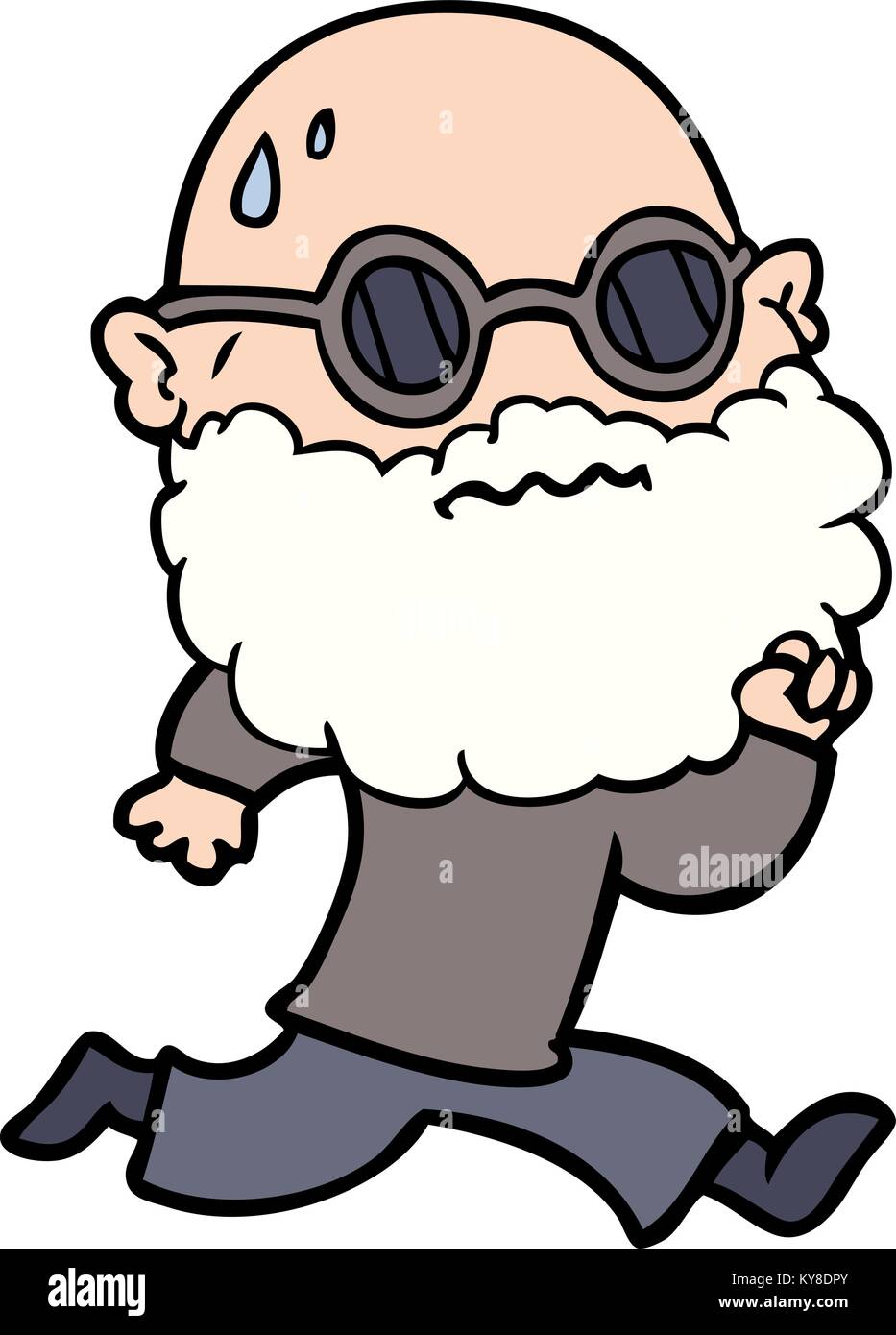 cartoon running man with beard and sunglasses sweating Stock Vector ...