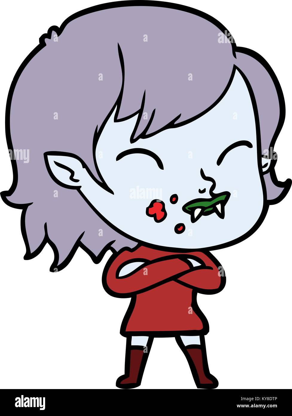 cartoon vampire girl with blood on cheek Stock Vector Image & Art - Alamy