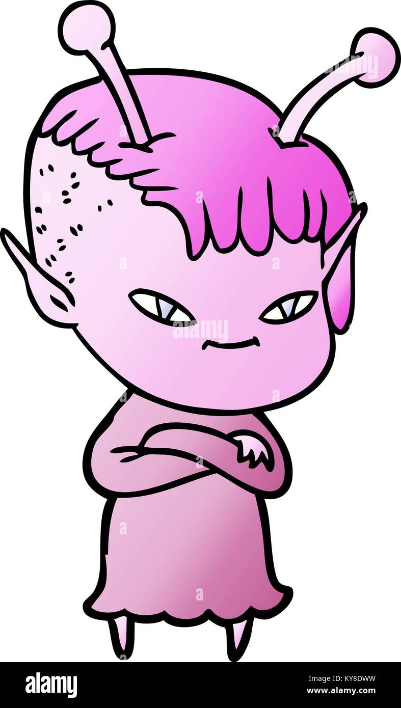 cute cartoon alien girl Stock Vector Image & Art - Alamy