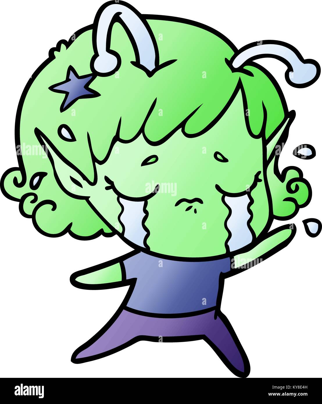 cartoon crying alien girl Stock Vector Image & Art - Alamy