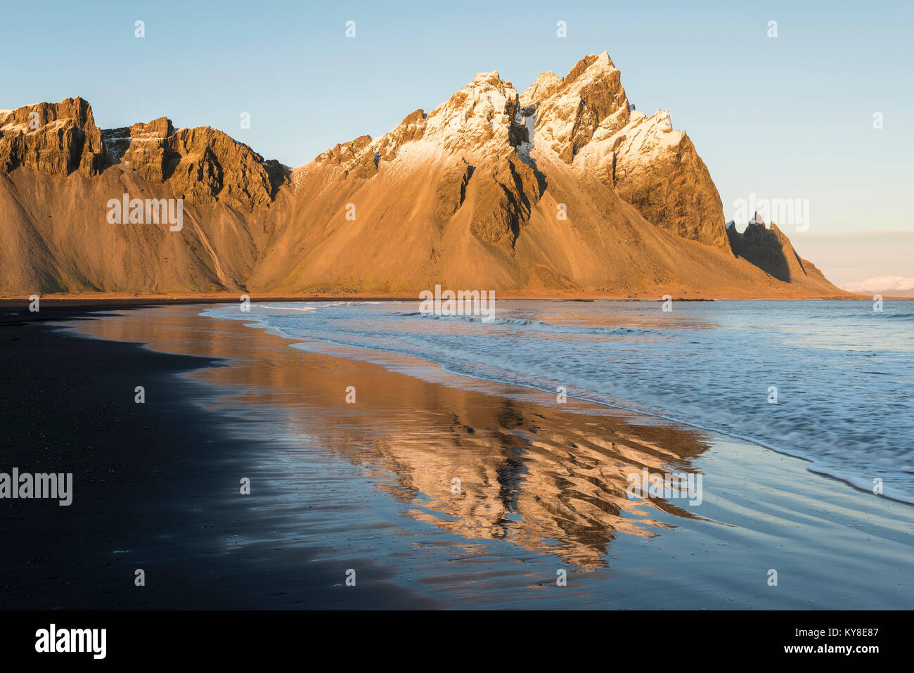 Vestrahorn Mountain (454meters) near Höfn. Stokknes Peninsula. Iceland ...