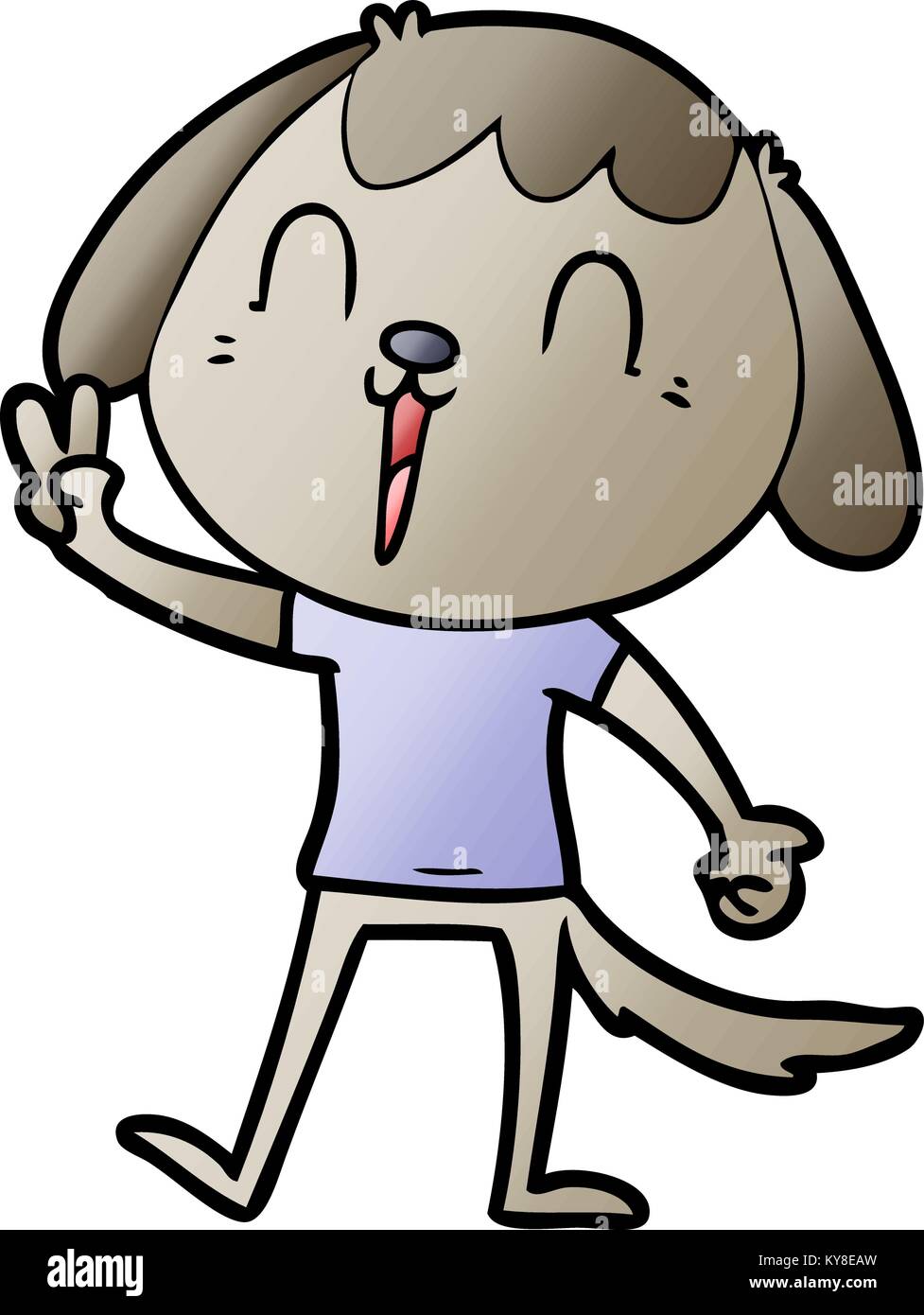 happy cartoon dog giving peace sign Stock Vector Image & Art - Alamy