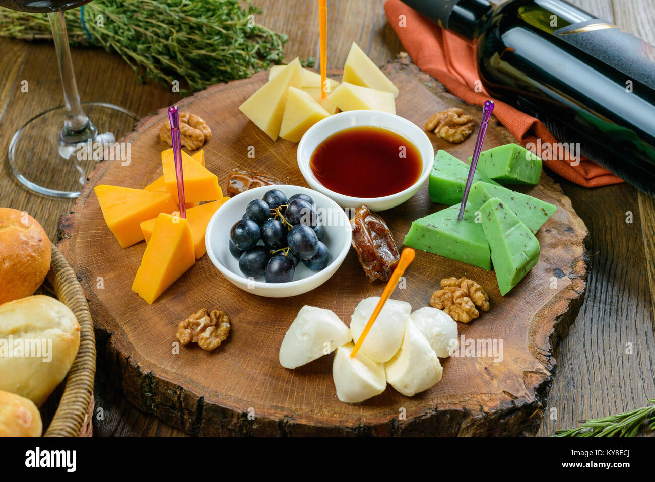 cheese appetizer to wine Stock Photo - Alamy