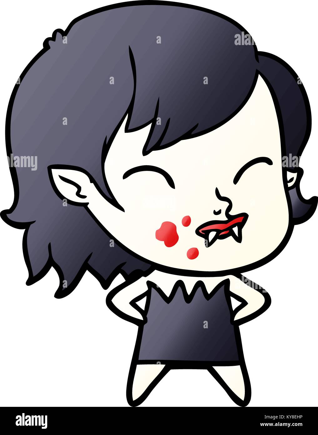 cartoon vampire girl with blood on cheek Stock Vector Image & Art - Alamy