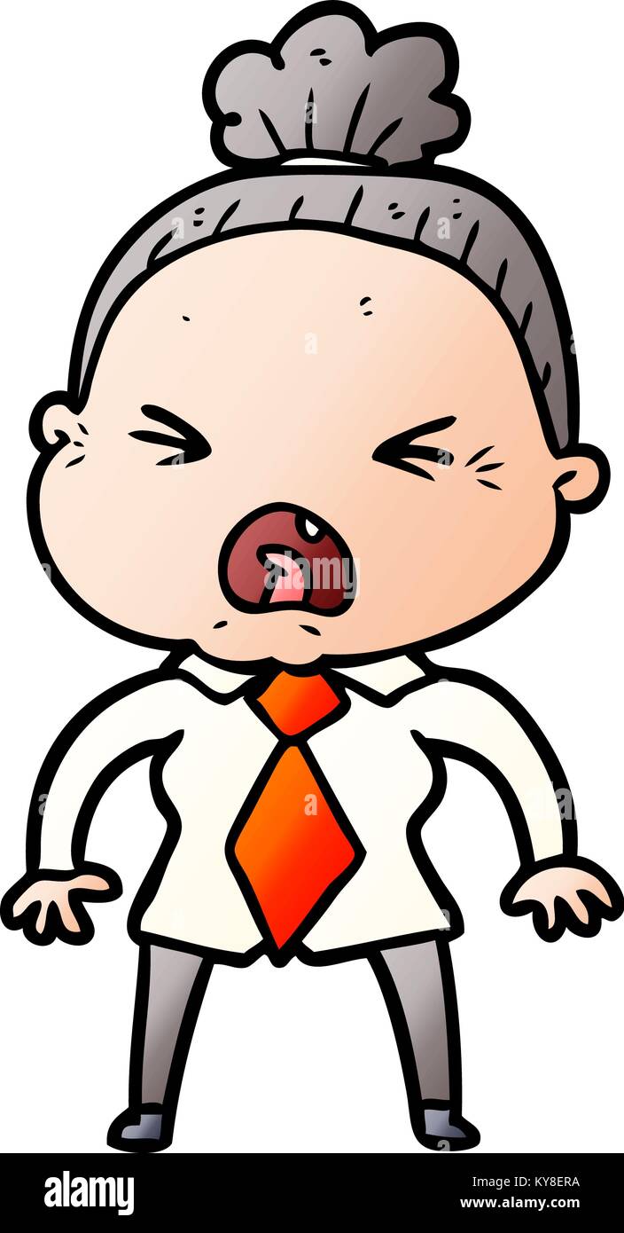cartoon angry old woman Stock Vector Image & Art - Alamy